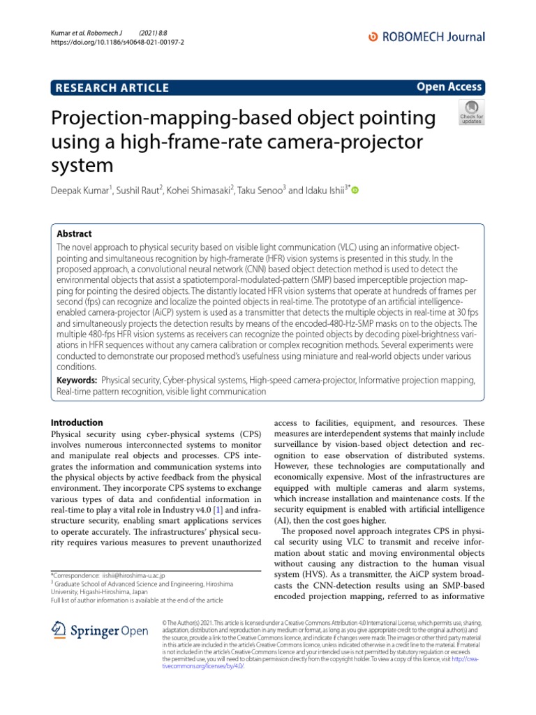 Projection-Mapping-Based Object Pointing Using A High-Frame-Rate Camera ...
