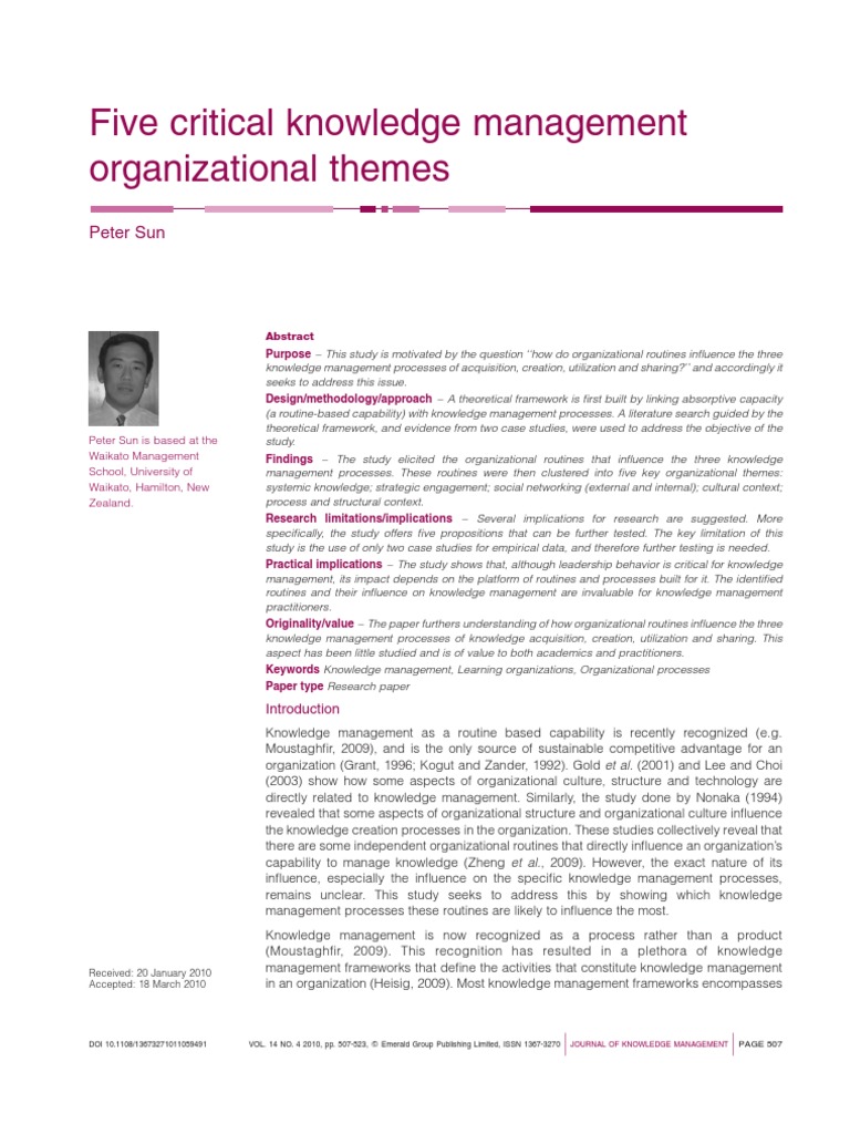 5 Critial Knowledge Management Themes | PDF | Knowledge Management | Social Network