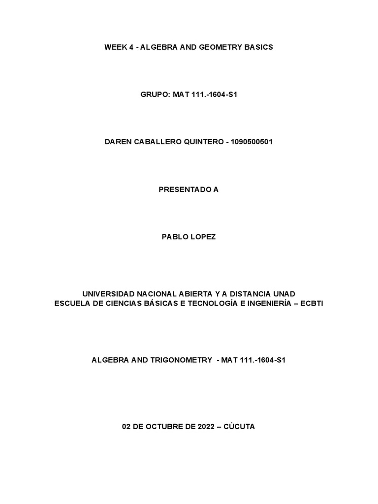WEEK 5 - Algebra and Geometry Basics | PDF | Pendiente | Línea (geometría)