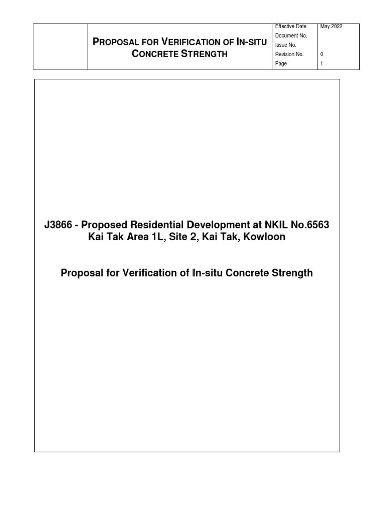 Proposal For Verification of In-Situ Concrete Strength | PDF | Concrete | Building Engineering