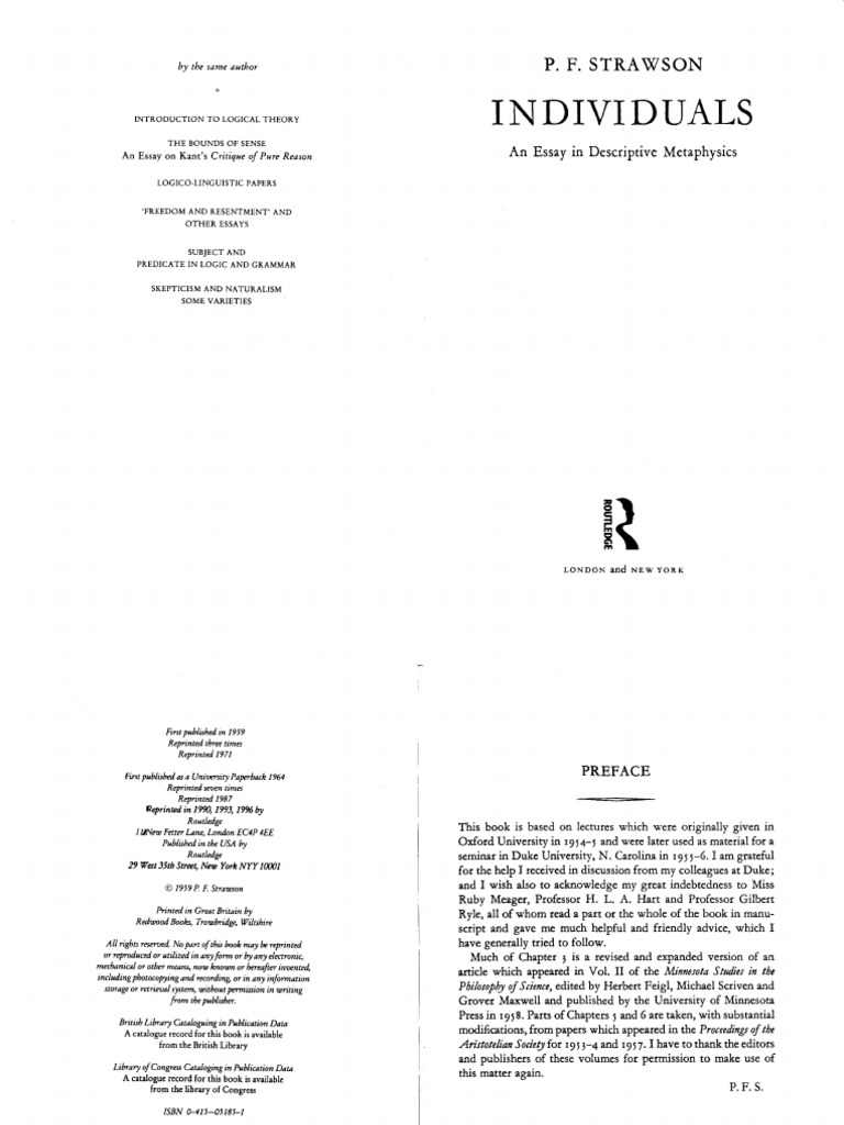 STRAWSON Individuals | PDF