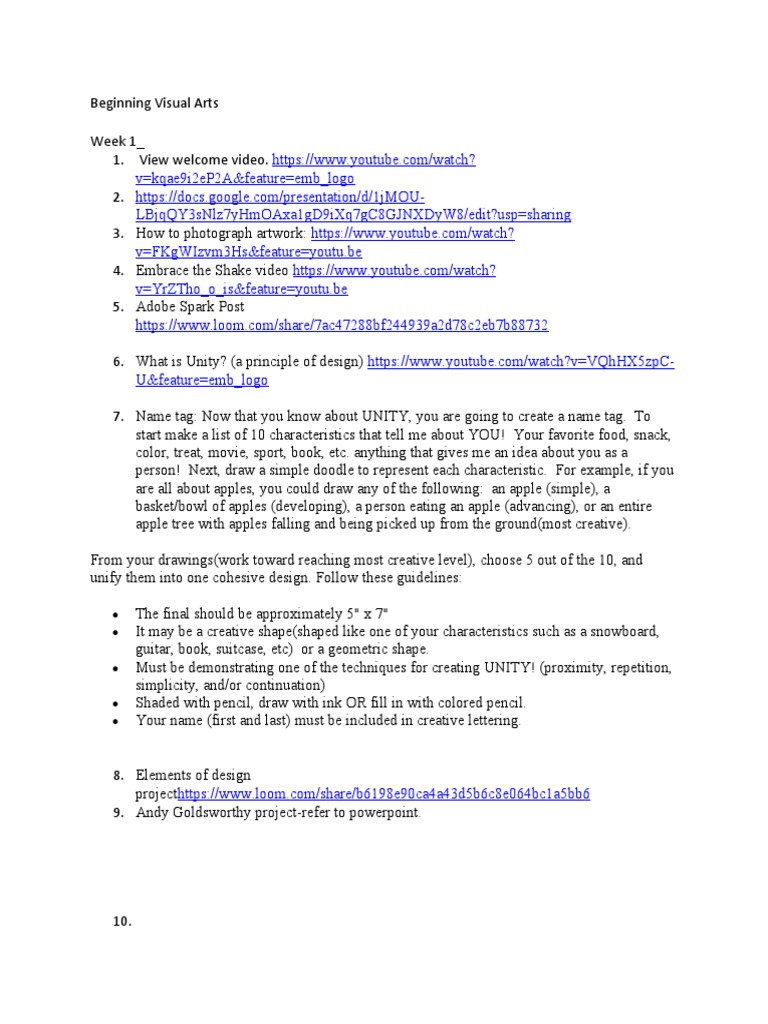 Beginning Visual Arts Week 1 | PDF | Art