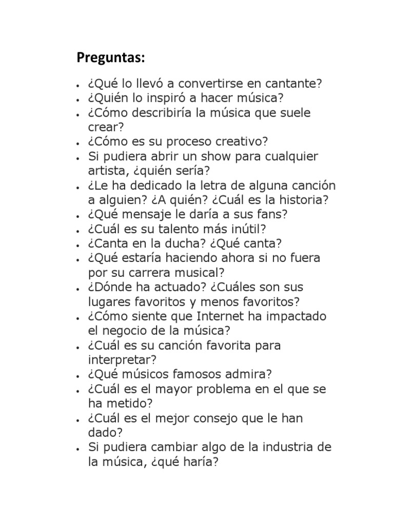 Preguntas | PDF | Canciones | Fan (persona)