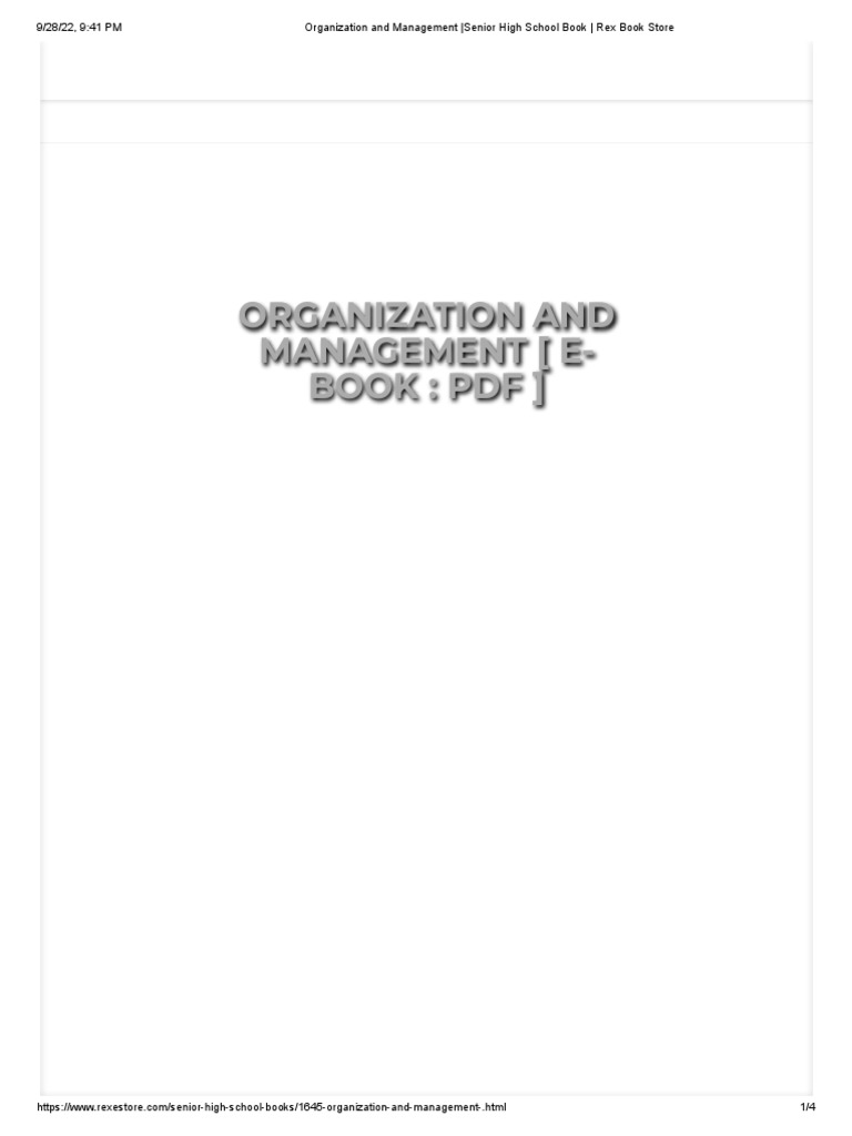 Organization and Management - Senior High School Book - Rex Book Store ...