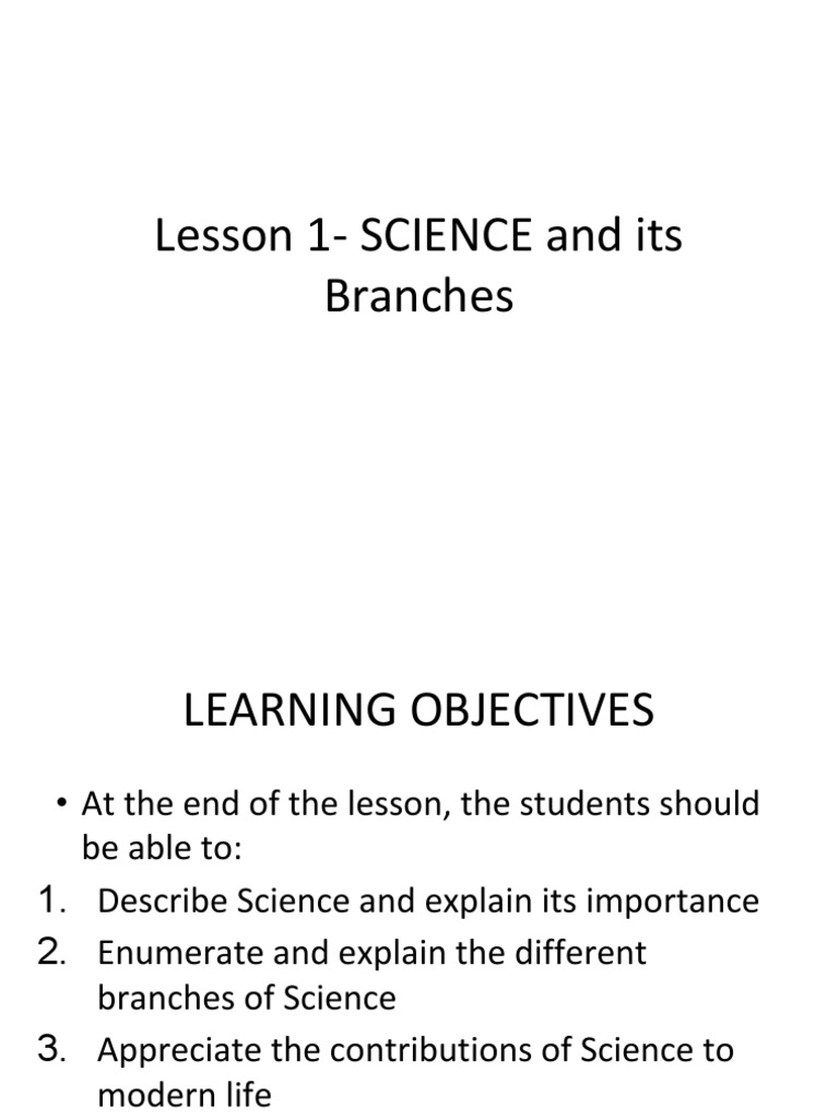 Stem1 Lesson 1 - SCIENCE and Its Branches | PDF