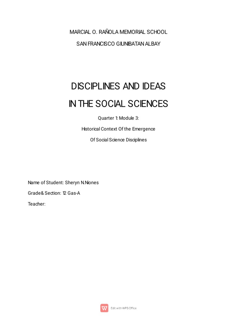 DISS - Mod3 - Historical-Context of The Emergence of Social Science and ...