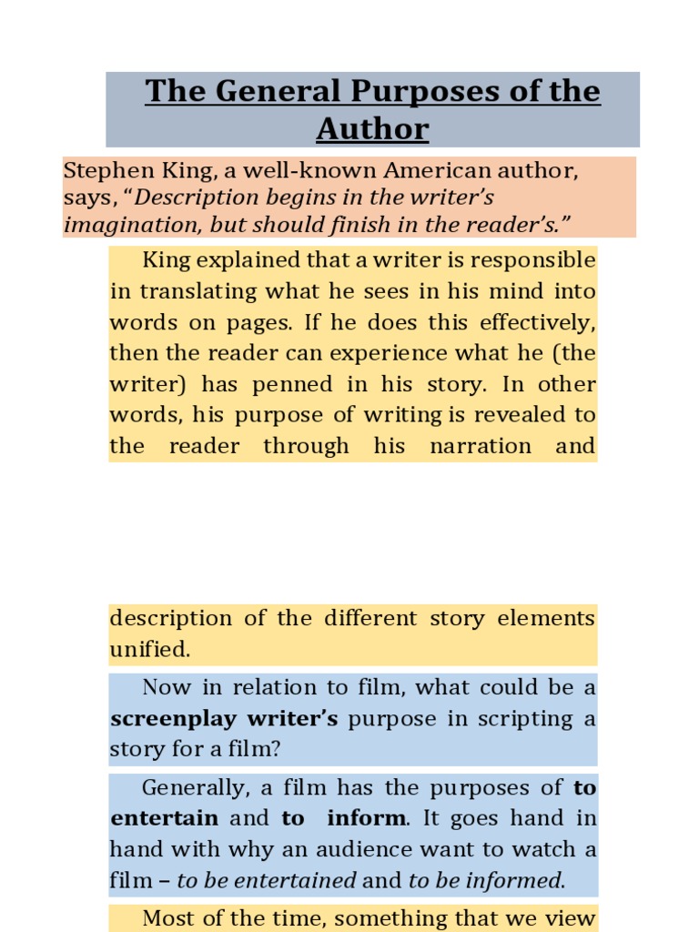 The General Purposes of The Author | PDF | General Fiction