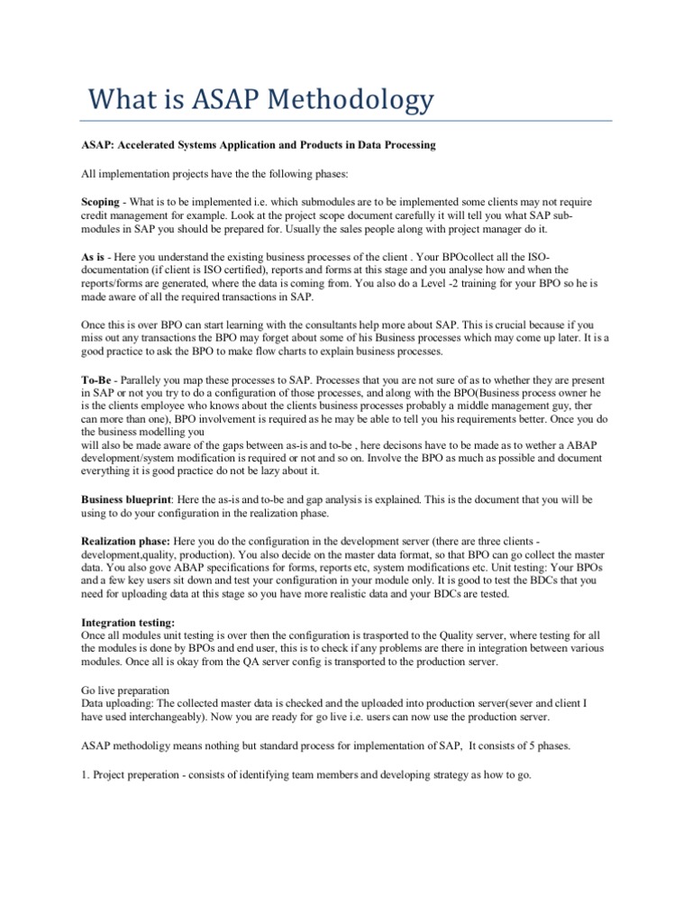 ASAP Methodology | PDF