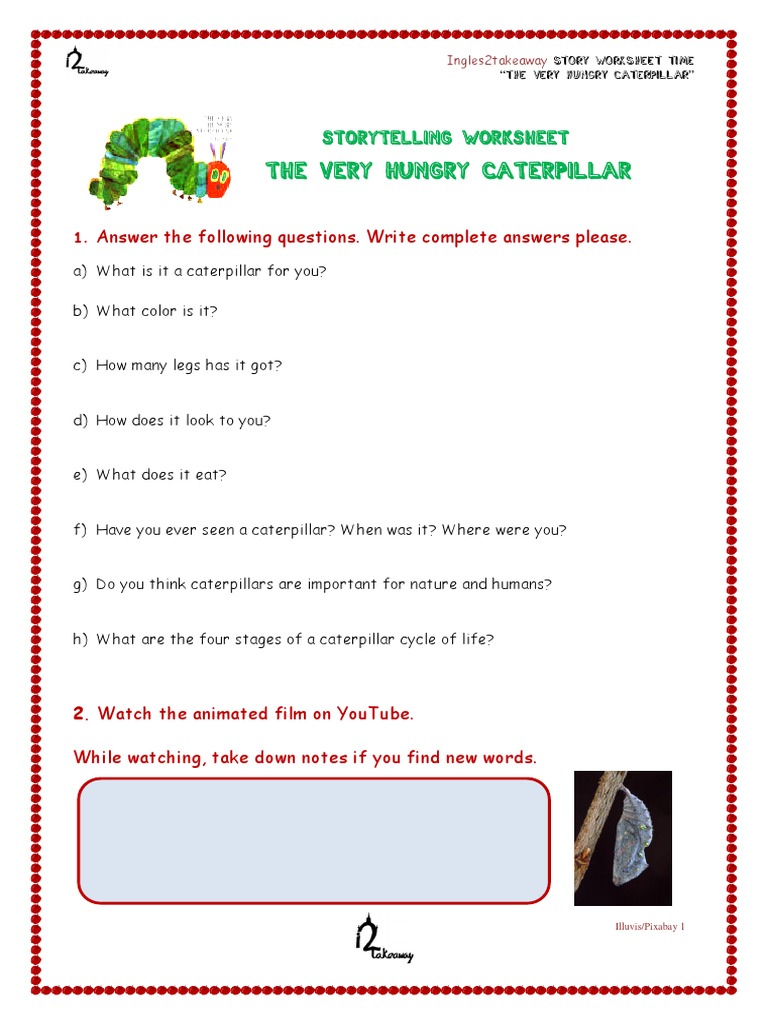 The Very Hungry Caterpillar - Worksheet | PDF | Western Cuisine ...