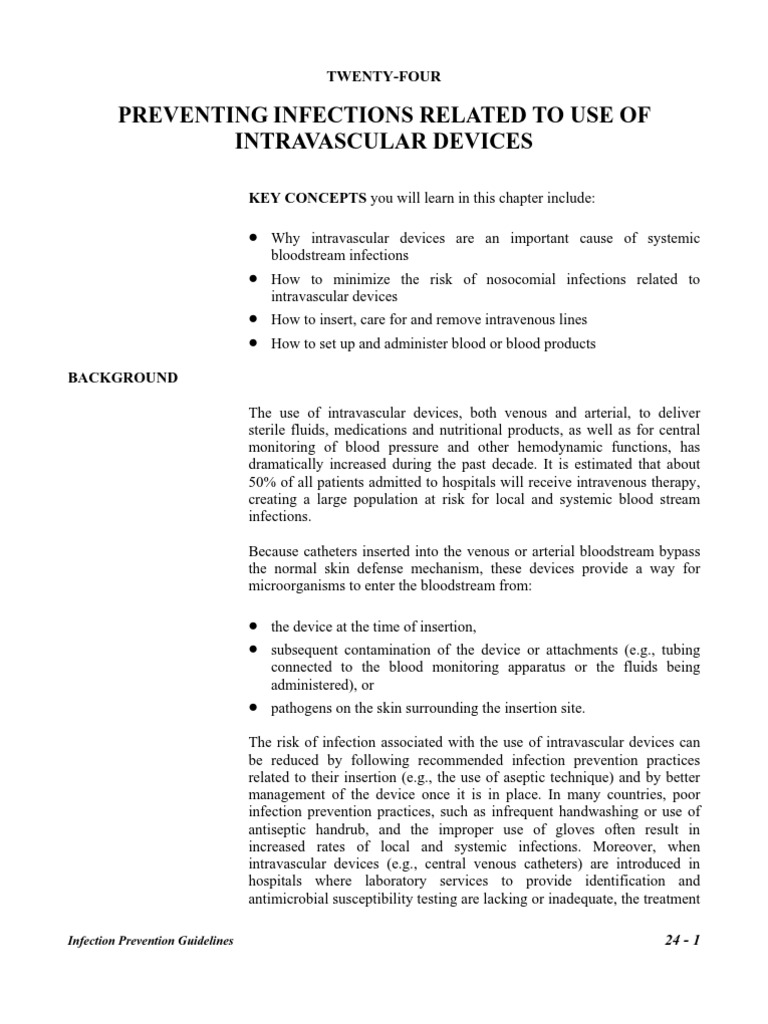 Preventing Infections Related To Use of Intravascular Devices | PDF ...