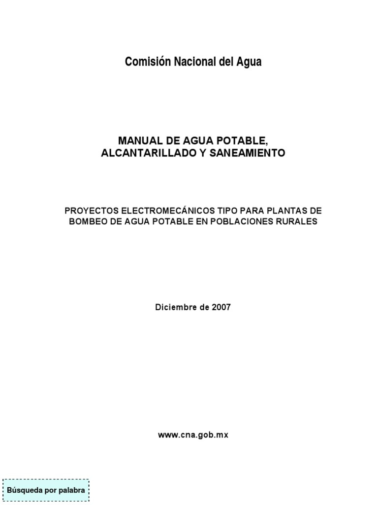 Manual de Agua Potable CONAGUA | Descargar gratis PDF | Agua | Bomba