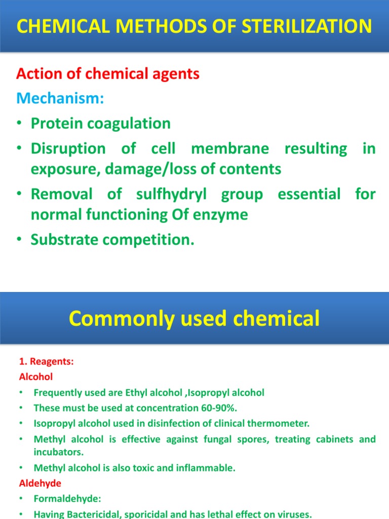 Chemical Method of Sterilization - Pharmaceutics IV | PDF ...