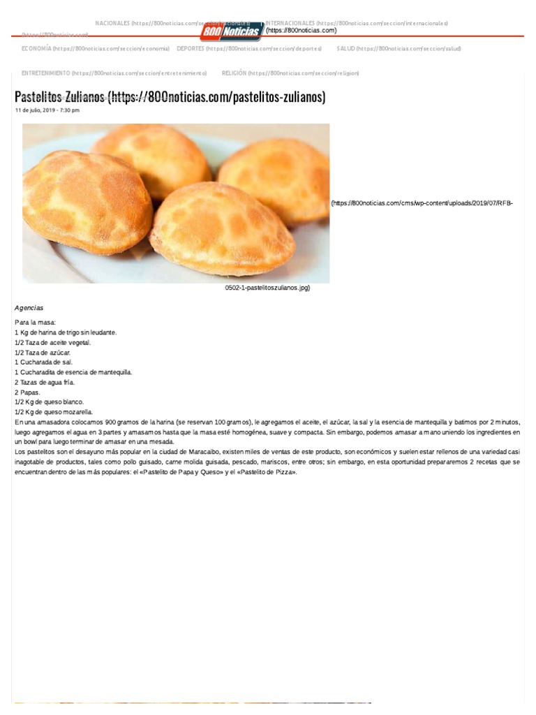 Recetas de Pastelitos Zulianos | PDF | Pizza | Queso
