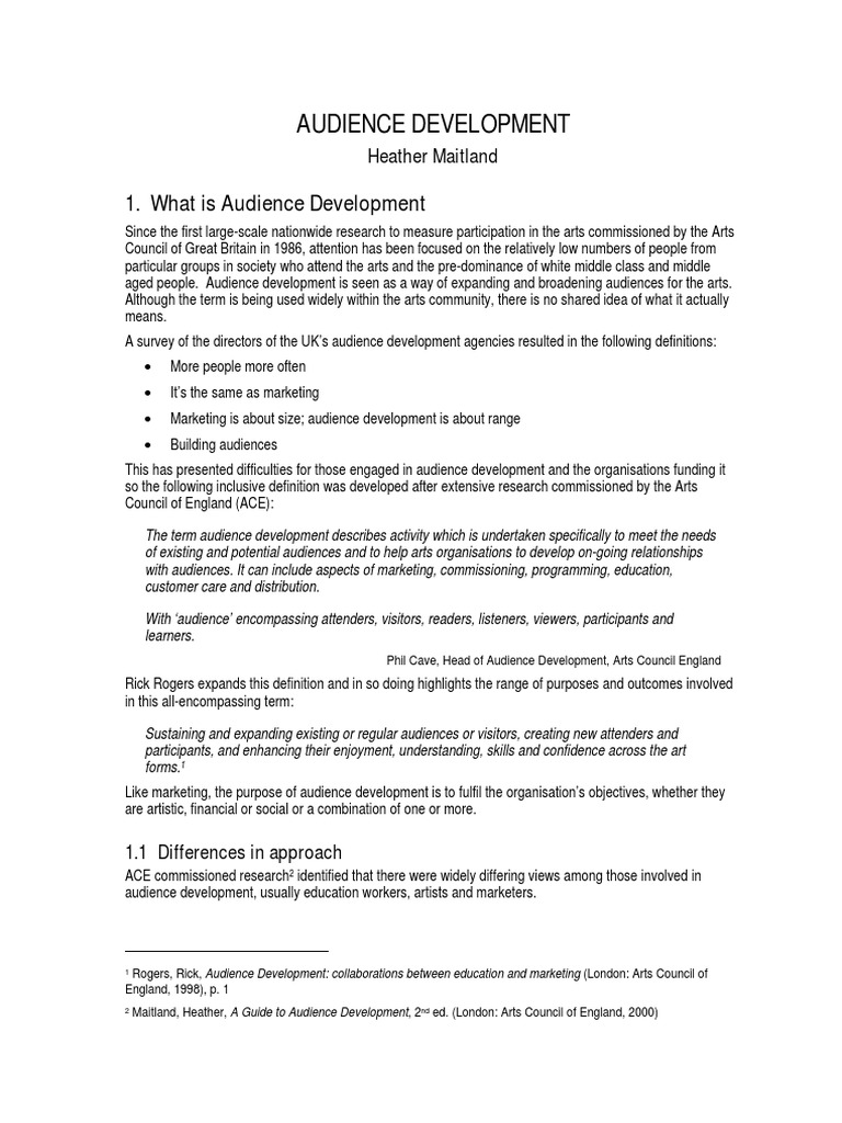 Audience Development in the Arts | PDF | Target Audience | Marketing