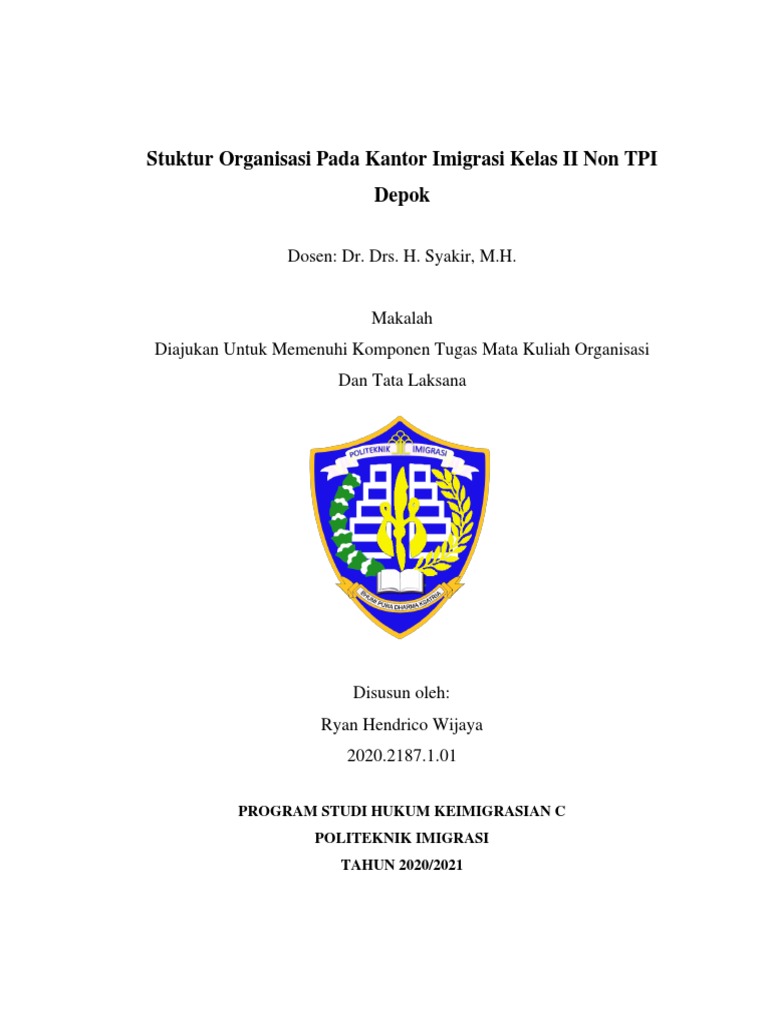 24 - Ryan Hendrico Wijaya - Struktur Organisasi Kantor Imigrasi Kelas ...