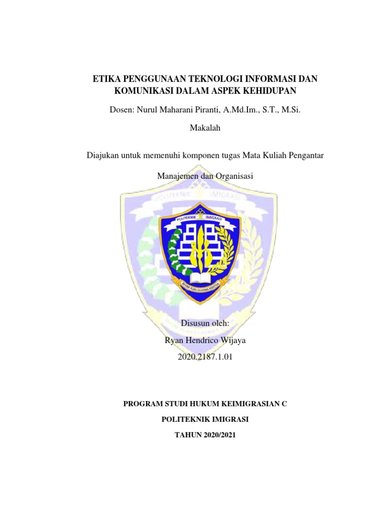 Etika Dalam Menggunakan Teknologi Informasi Dan Komunikasi Dalam Kehidupan | PDF | Komputer