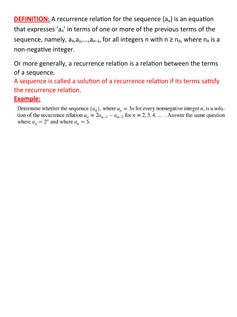 Notes UNIT2 Recurrence Relations MTH401 | PDF | Recurrence Relation ...
