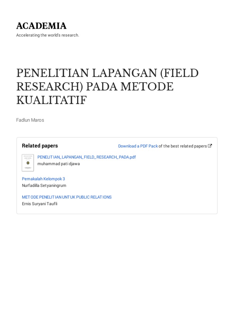 Field Research Paper With Cover Page v2 | PDF