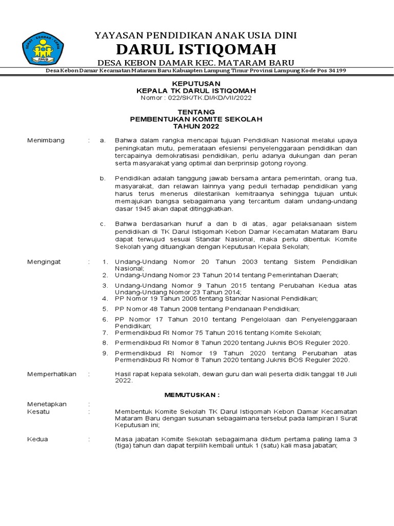 SK Komite TK Di | PDF