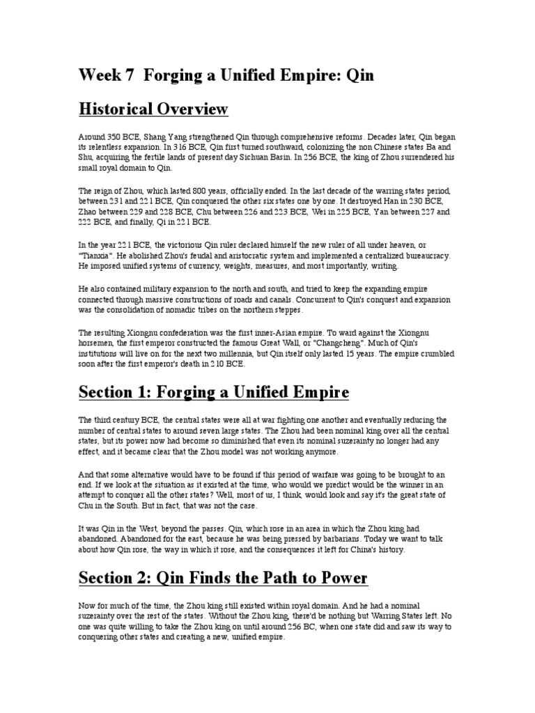 ChinaX Transcript Week 7 Forging A Unified Empire - Qin | PDF | China ...