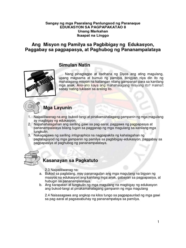 EsP8 Qrt1 Week4 | PDF