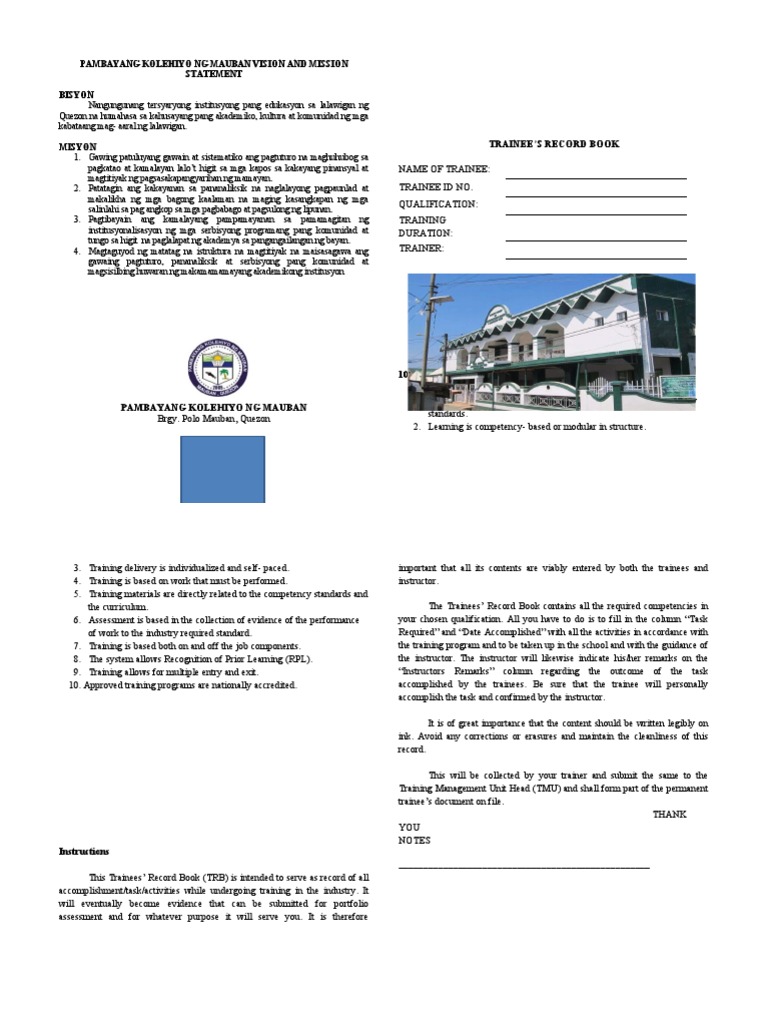 Trainers Record Book Trb Pdf Occupational Safety And Health Risk