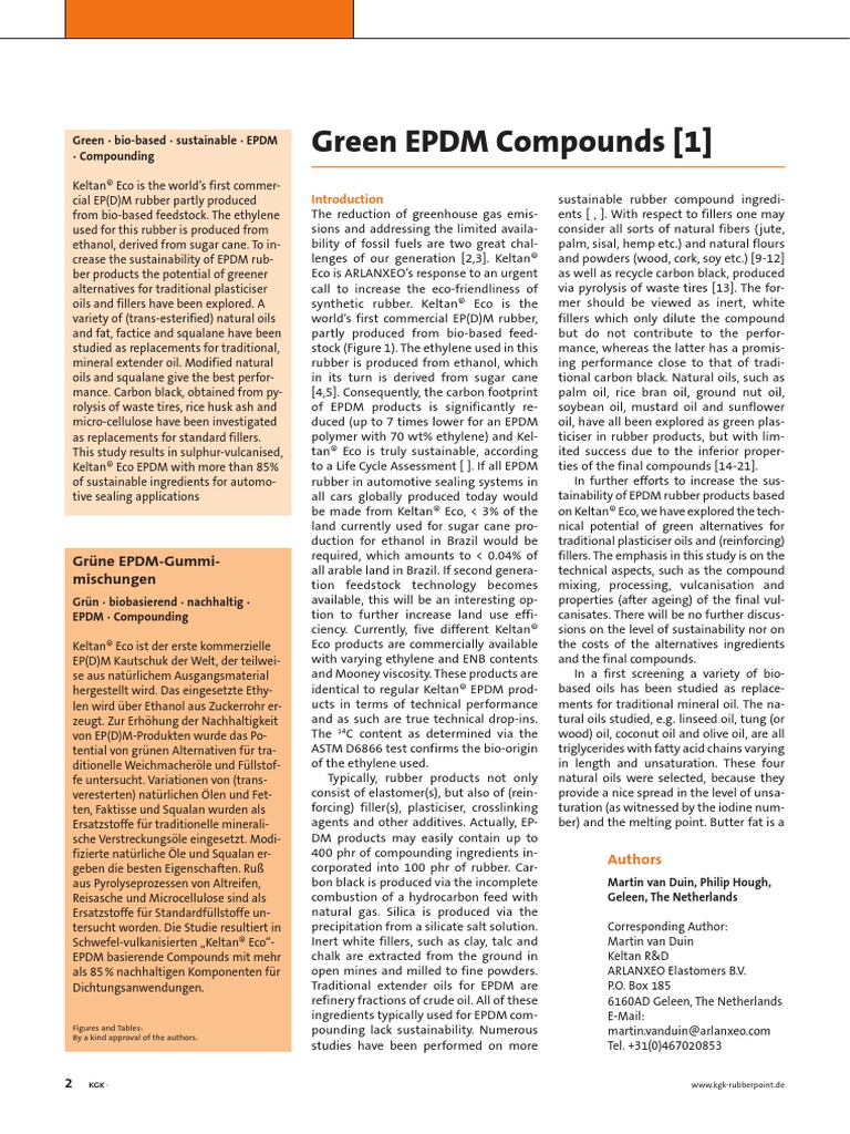 Green Compounding - KGK Paper - Galley Proofs | PDF | Pyrolysis | Fat