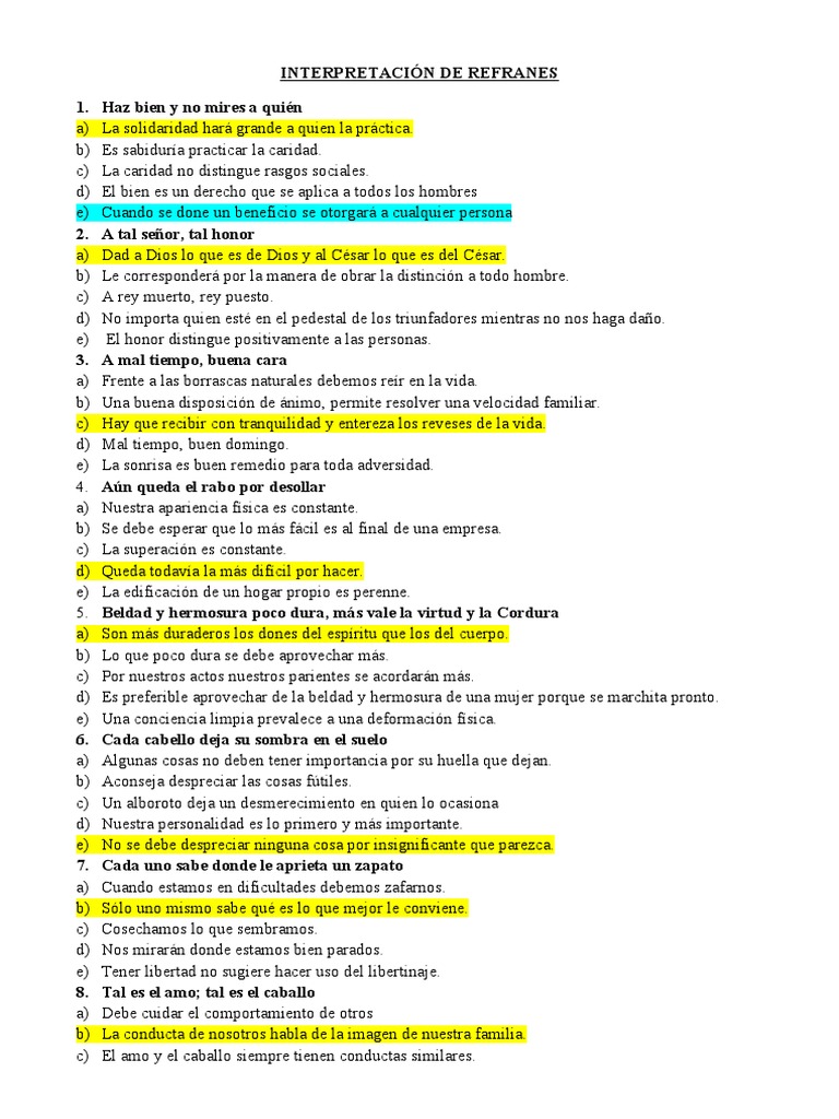Interpretación de Refranes | PDF