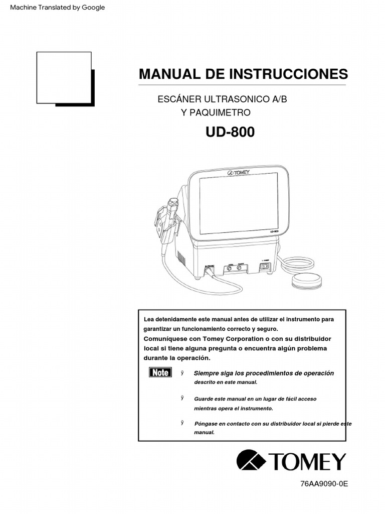 UD-800 OperationManual Español | PDF | Ultrasonido | Ingenieria Eléctrica