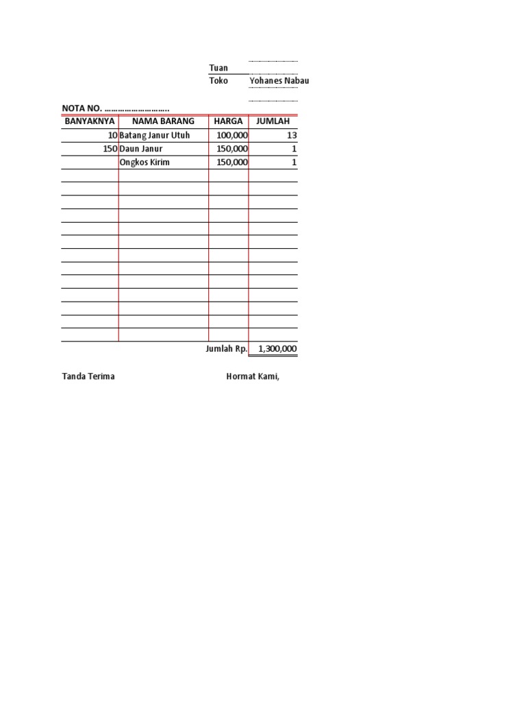 Nota Kontan Excel | PDF