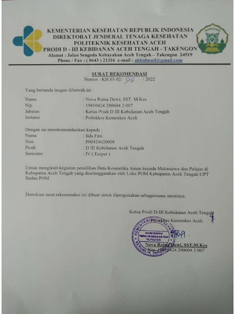 Surat Rekomendasi Kampus | PDF