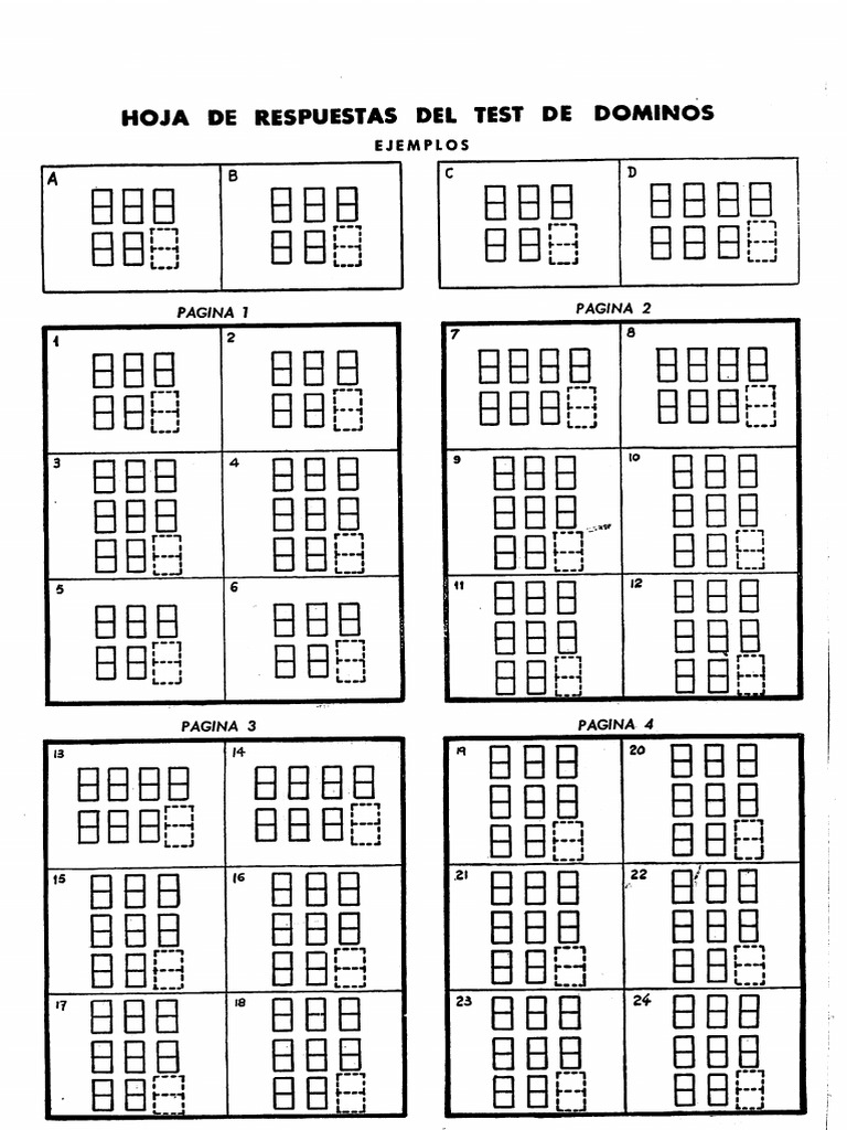 Hoja de Respuestas Del Test de Dominos | PDF