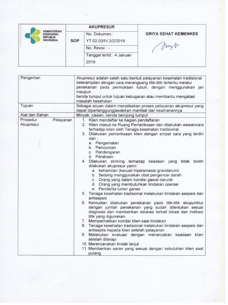 SOP Akupresur | PDF