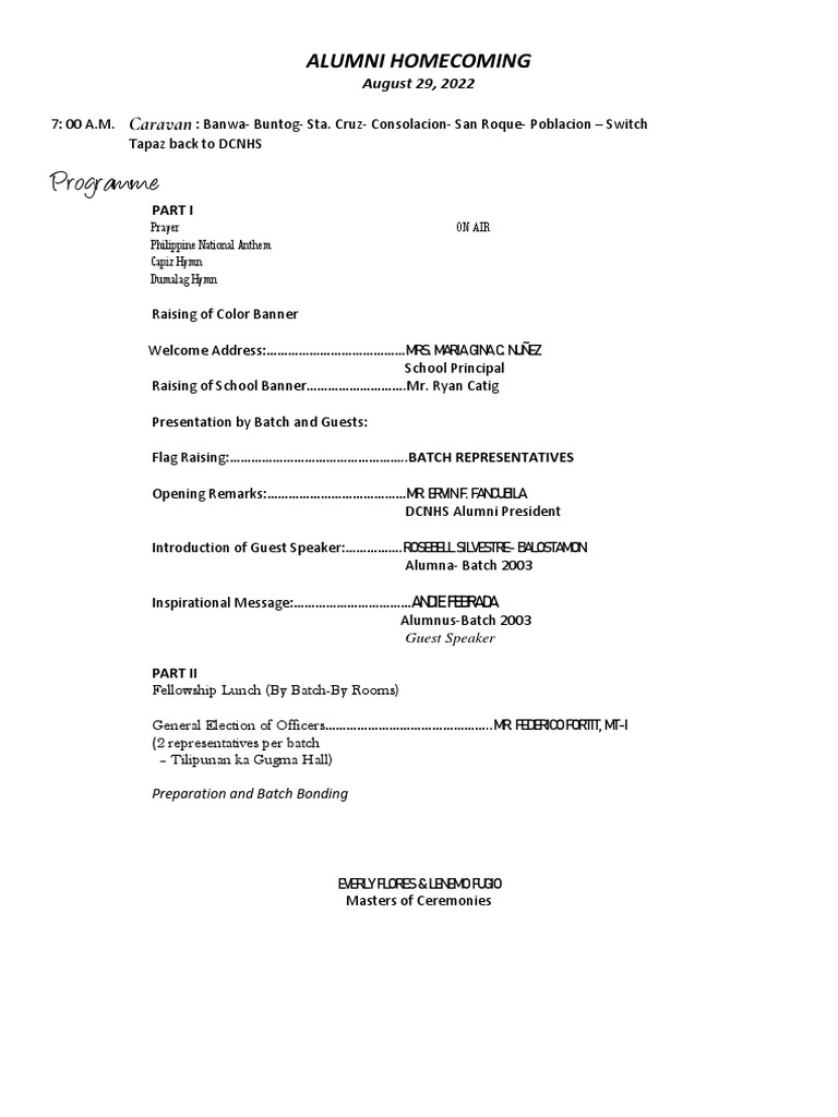 Alumni-Homecoming Final Draft | PDF | Art