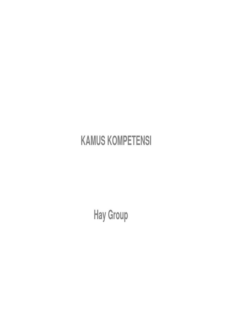 Kamus Kompetensi Hay | PDF