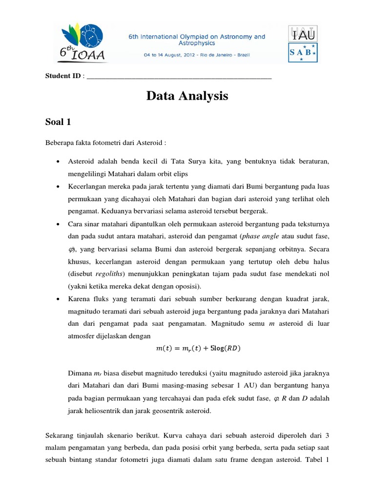 IOAA2012 Data Analysis Indonesia FINAL | PDF | Metode & Bahan Ajar