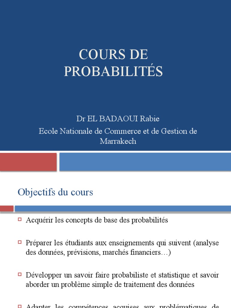 Cours ProbabilitÃ©s Sã©ance 1 | PDF | Probabilité | Combinatoire