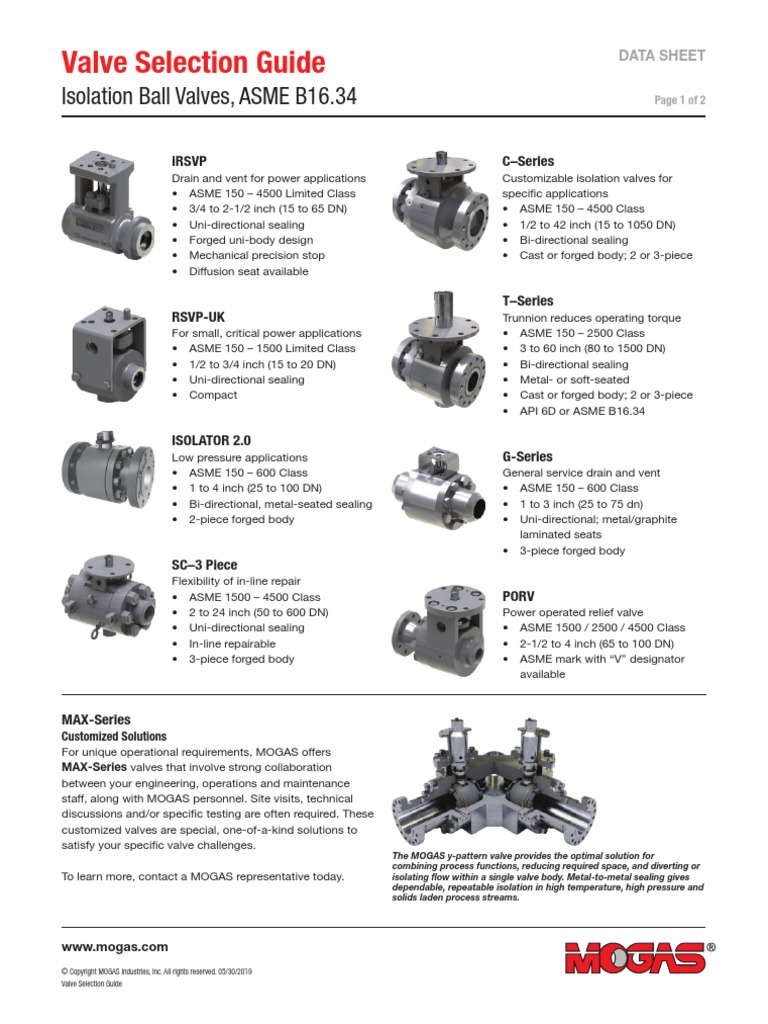 Data Sheet - Valve Selection Guide (En) . | PDF | Valve | Manufactured Goods