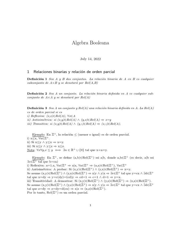 Algebra Booleana | PDF | Álgebra de Boole | Enseñanza de matemática