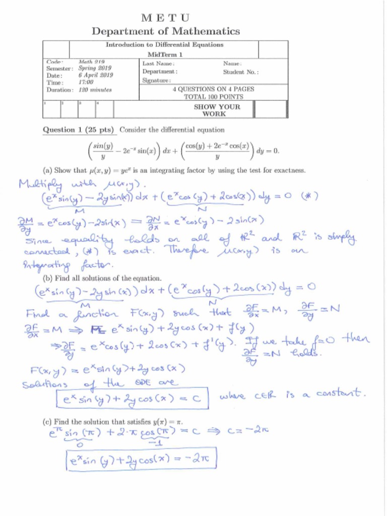 MT1 Solutions | PDF