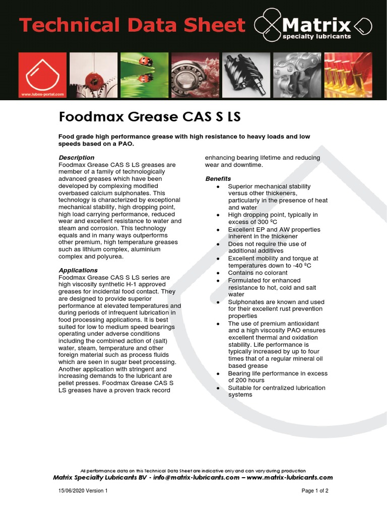 Foodmax Grease CAS S LS | PDF | Materials | Physical Sciences