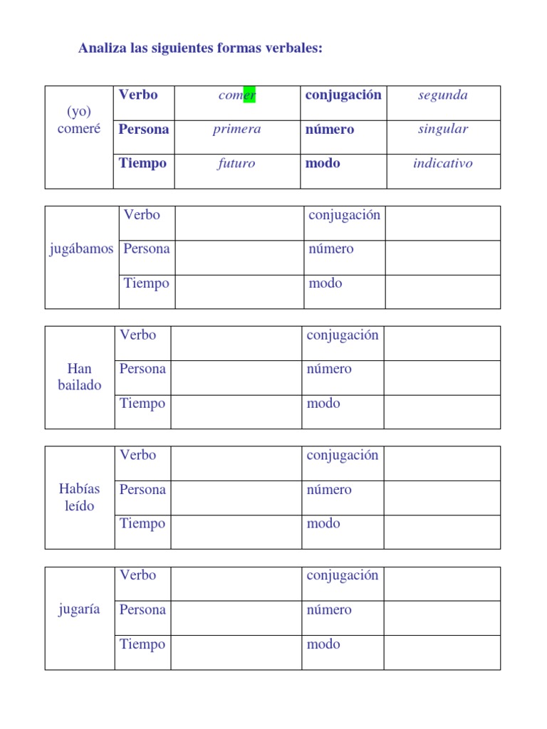 Analiza Las Siguientes Formas Verbales1