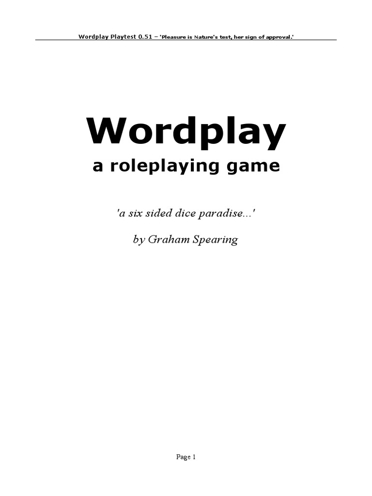 Wordplay | Download Free PDF | Role Playing Games | Tabletop Role Playing Game