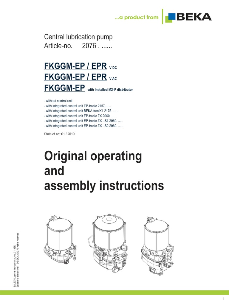 BEKA FKGGM-EP Original Operating and Assembly Instructions - Manualzz | PDF
