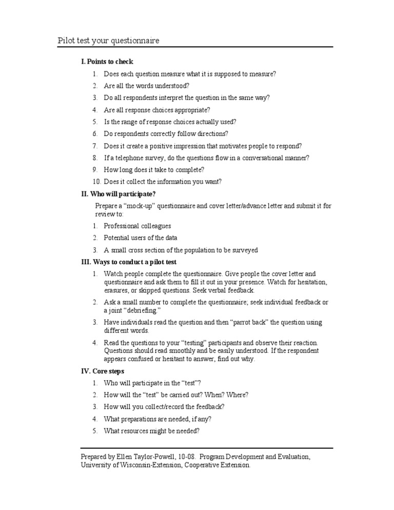 Pilot Test Your Questionnaire | PDF