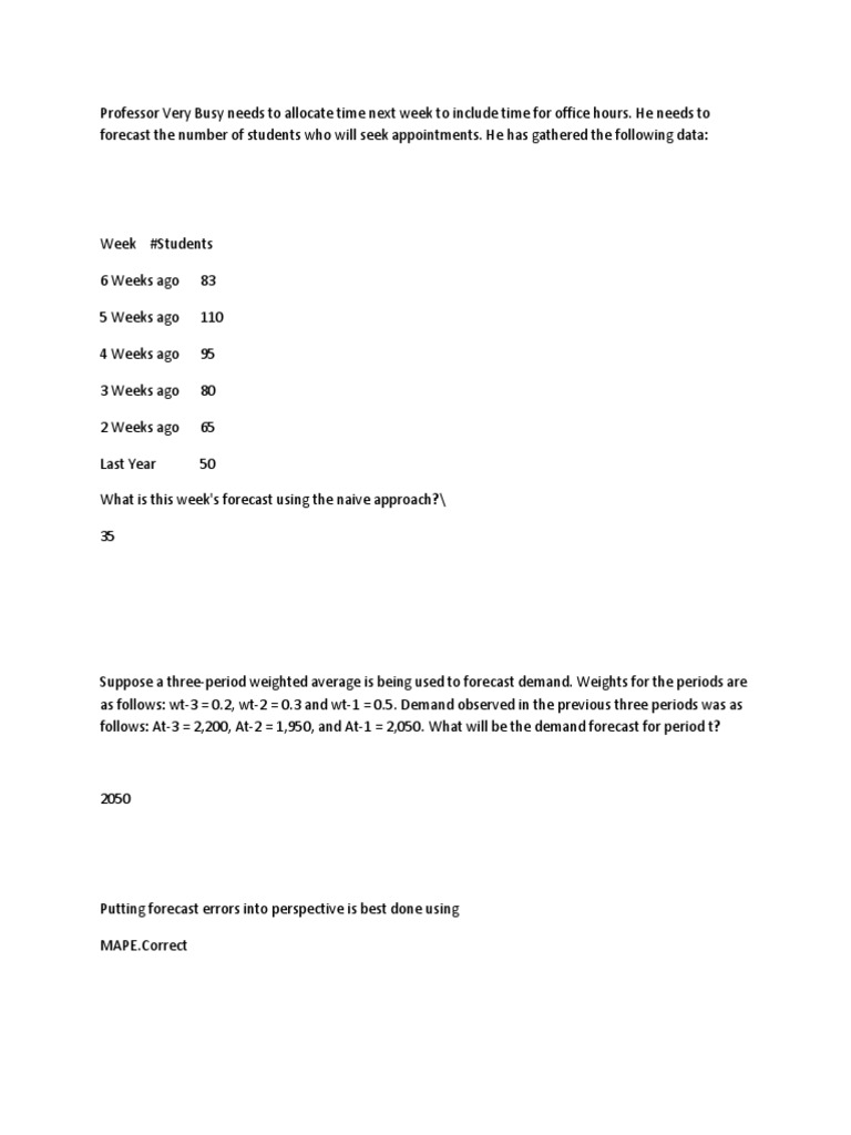 Connect Assignment n2 | PDF | Forecasting | Statistics Connect Assignment n2 | PDF | Forecasting | Statistics