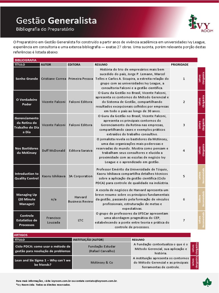 GESTÃO GENERALISTA - BIBLIOGRAFIA - v3 | PDF | Science