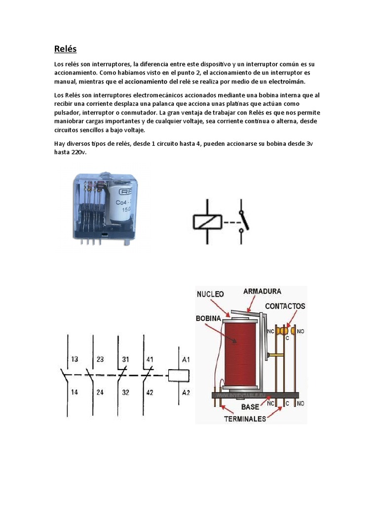 Relés y Contactores: Funcionamiento y Tipos | PDF | Relé ...
