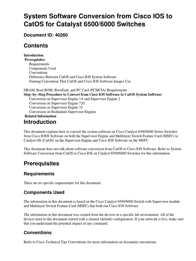 System Software Conversion From Cisco IOS To | PDF | Booting | Computer Architecture