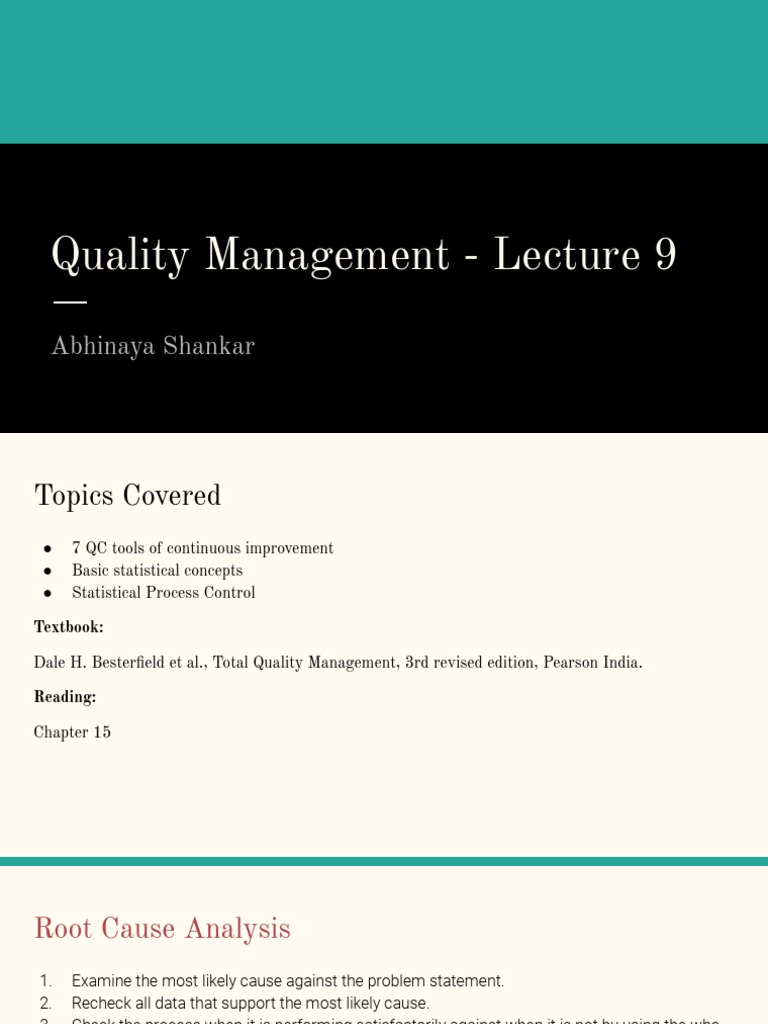 Quality Management - Lecture 9 9 | PDF | Sampling (Statistics) | Business
